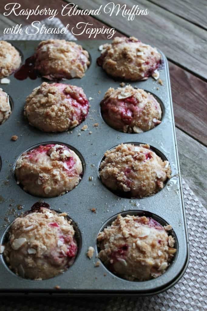 Healthy Raspberry Almond Muffin with Streusel Topping